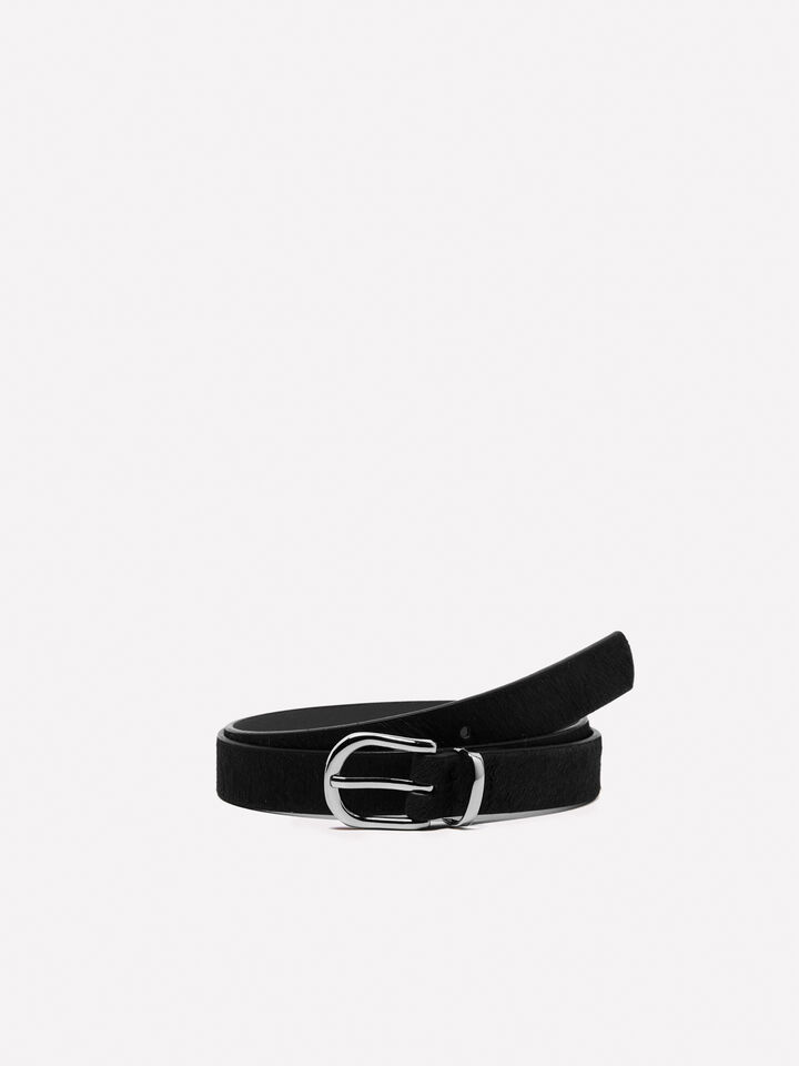 Black pony hair belt, Black - Sisley